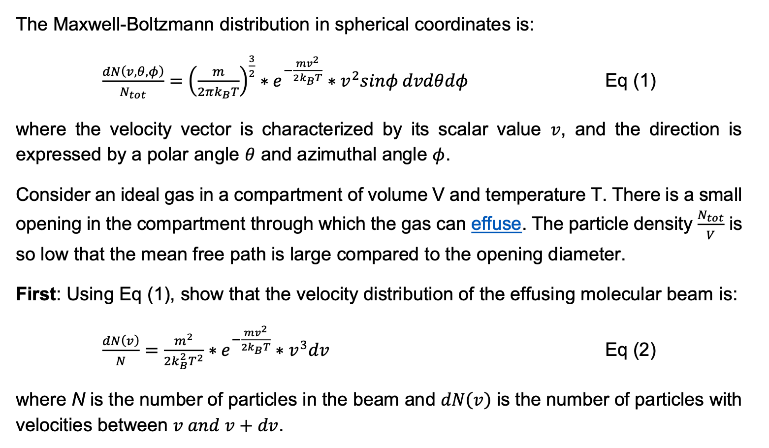 The Maxwell-Boltzmann distribution in spherical | Chegg.com