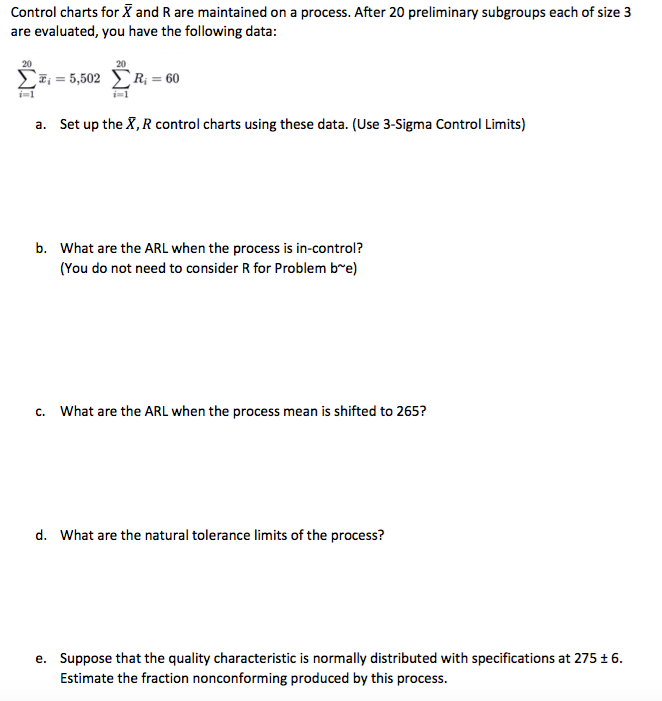 Control charts for Xˉ and R are maintained on a | Chegg.com
