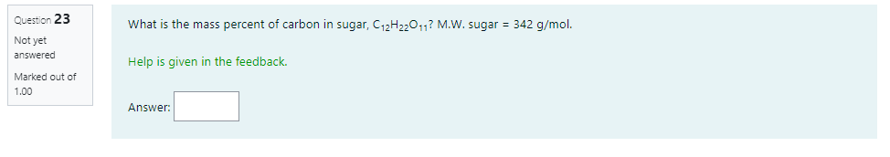 Solved What is the mass percent of carbon in sugar, | Chegg.com