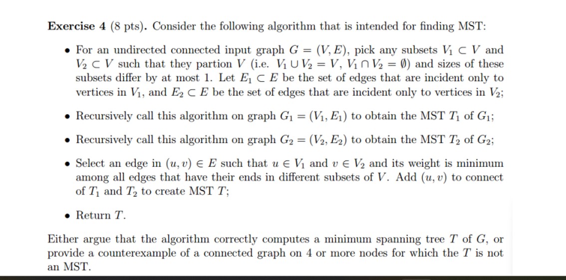 Solved Exercise 4 (8 ﻿pts). ﻿Consider the following | Chegg.com