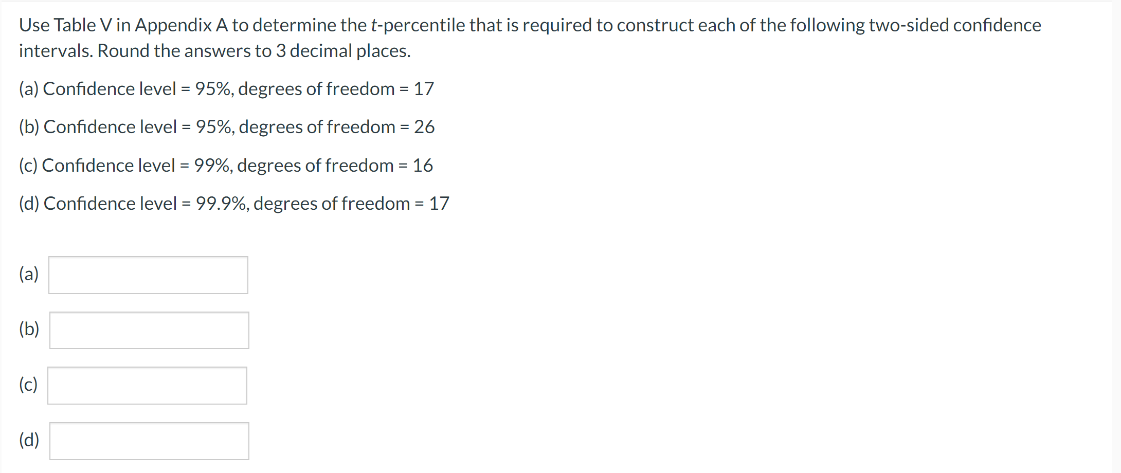 Solved Use Table V in Appendix A to determine the | Chegg.com