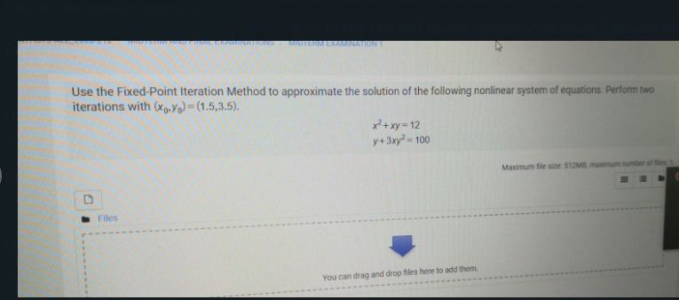 Solved TERM EXAMINATION Use the Fixed-Point Iteration Method | Chegg.com