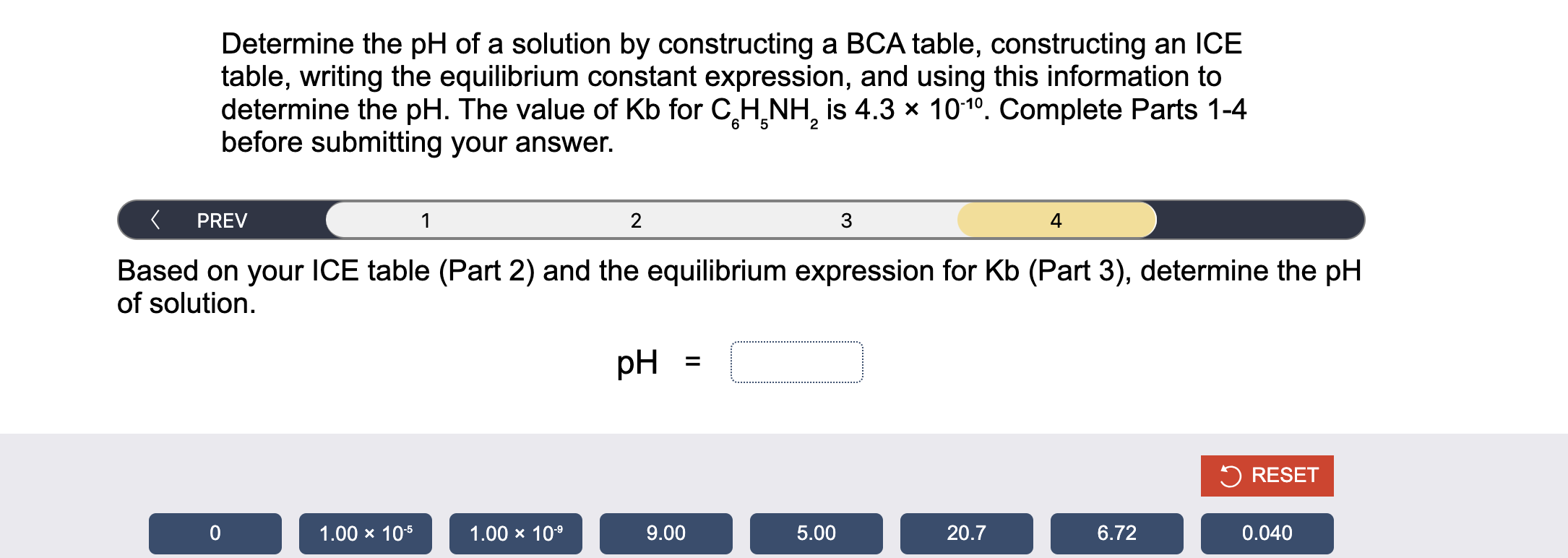 Solved Determine the pH of a solution by constructing a BCA | Chegg.com