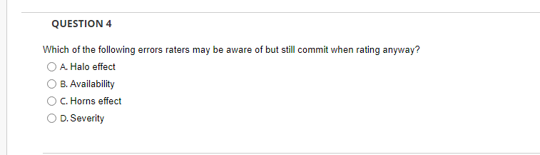 Solved Which of the following errors raters may be aware of | Chegg.com