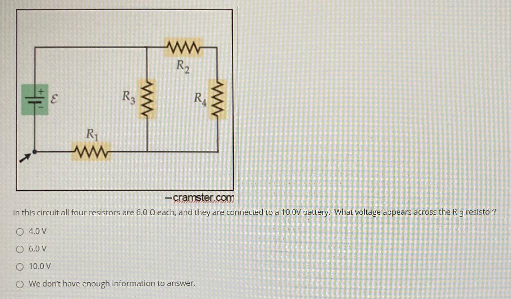 Solved R2 R3 RA w R; -cramster.com In this circuit all four | Chegg.com