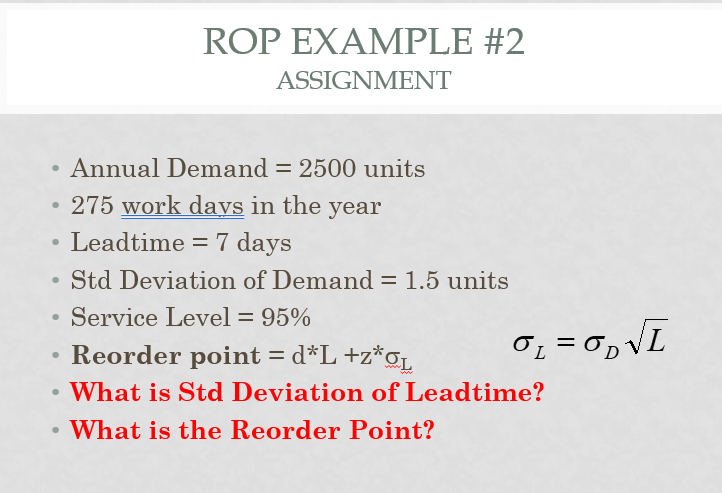 Solved ROP EXAMPLE #2 ASSIGNMENT . . . . = Annual Demand = | Chegg.com