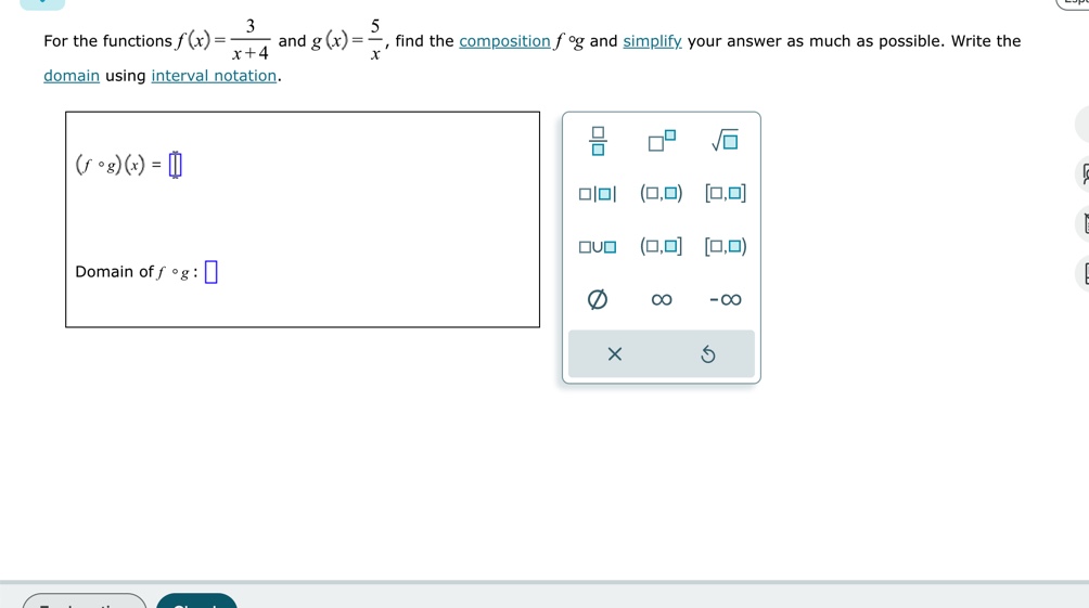 Solved For the functions f(x)=3x+4 ﻿and g(x)=5x, ﻿find the | Chegg.com
