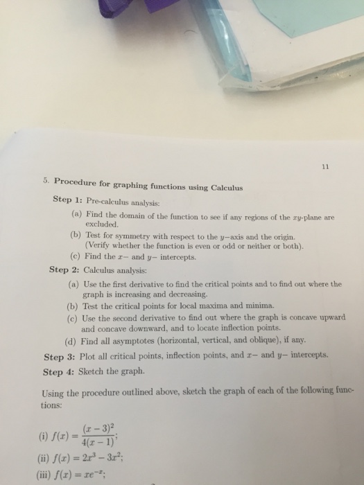 Solved 5. Procedure for graphing functions using Calculus | Chegg.com
