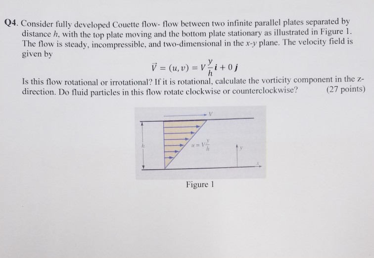 Solved Q4. Consider fully developed Couette flow- flow | Chegg.com