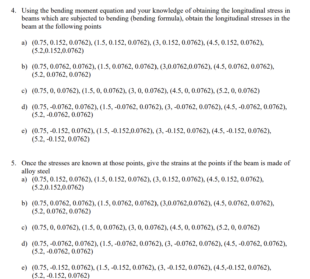 Solved 4. Using the bending moment equation and your | Chegg.com