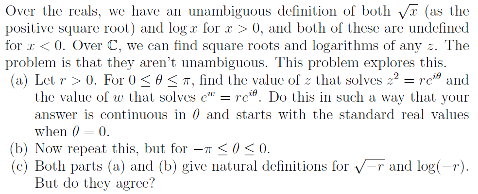 Solved Over the reals, we have an unambiguous definition of | Chegg.com