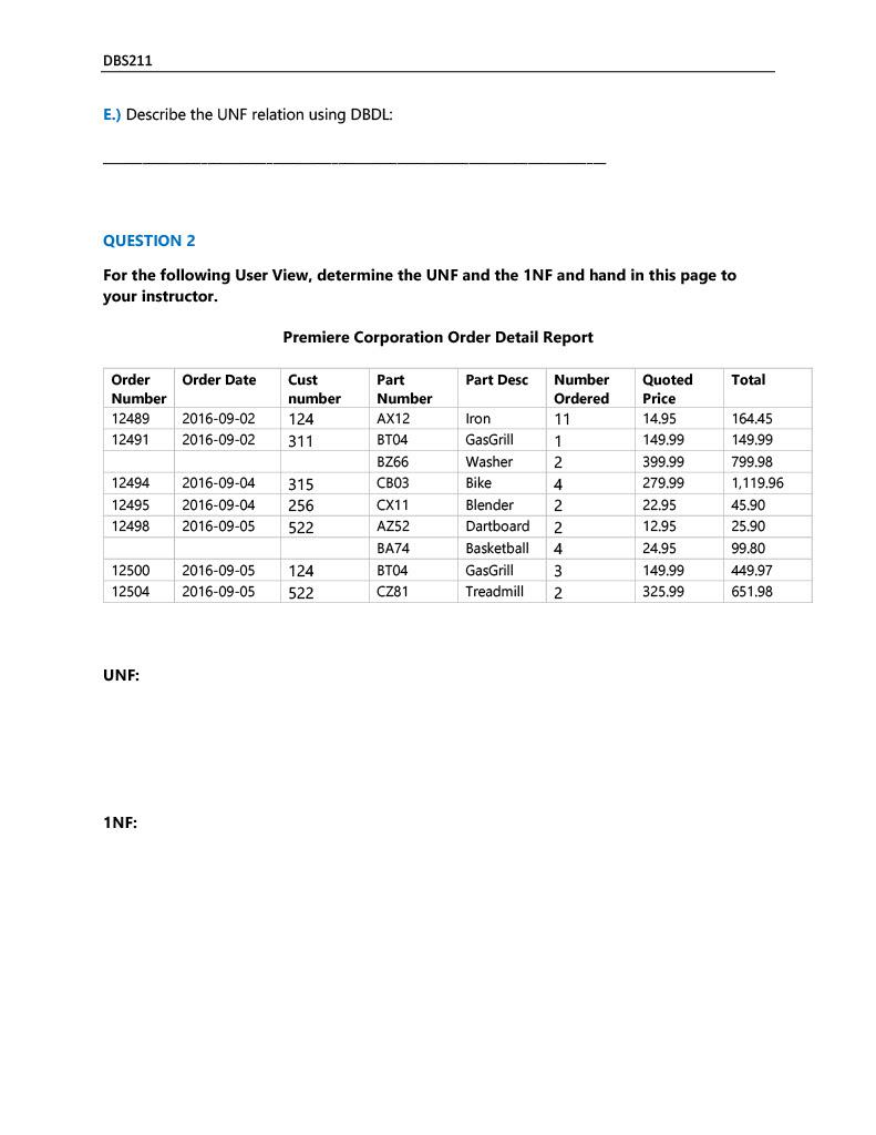 Solved DBS211 Lab 09 - Normalization (UNF, 1NF) Objective: - | Chegg.com