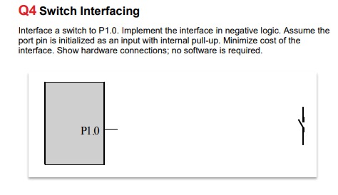 Solved Q4 Switch Interfacing Interface a switch to P1.0. | Chegg.com