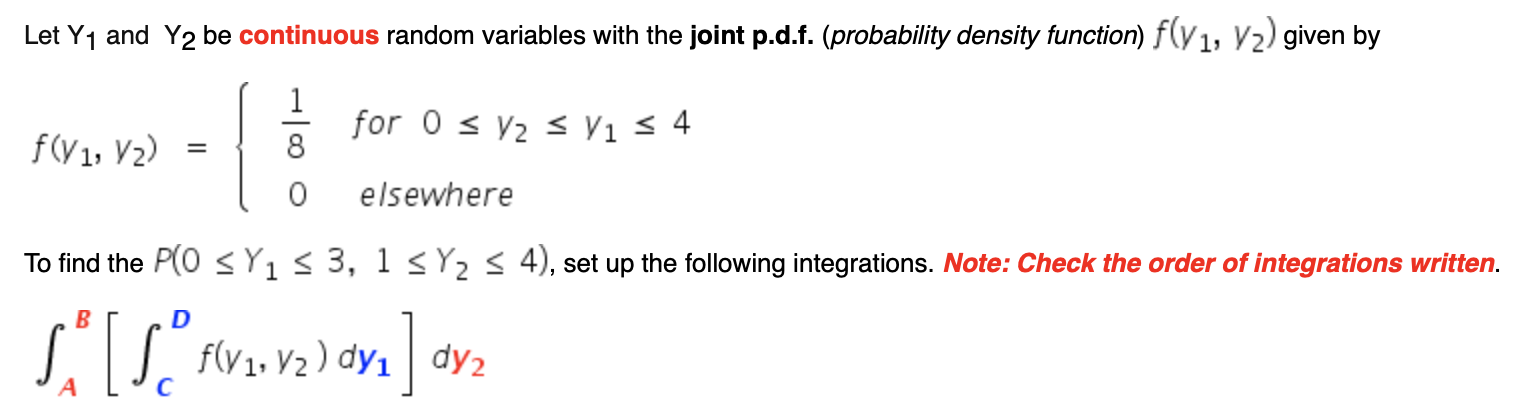 Solved Let Y1 and Y2 be continuous random variables with the | Chegg.com
