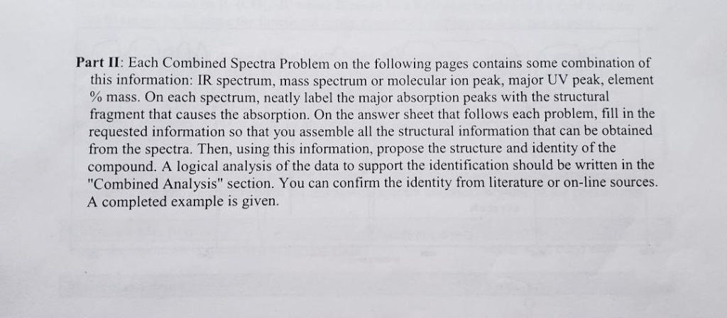 Part II: Each Combined Spectra Problem on the | Chegg.com