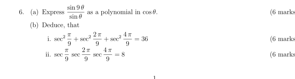 Solved (a) Express sinθsin9θ as a polynomial in cosθ. (6 | Chegg.com