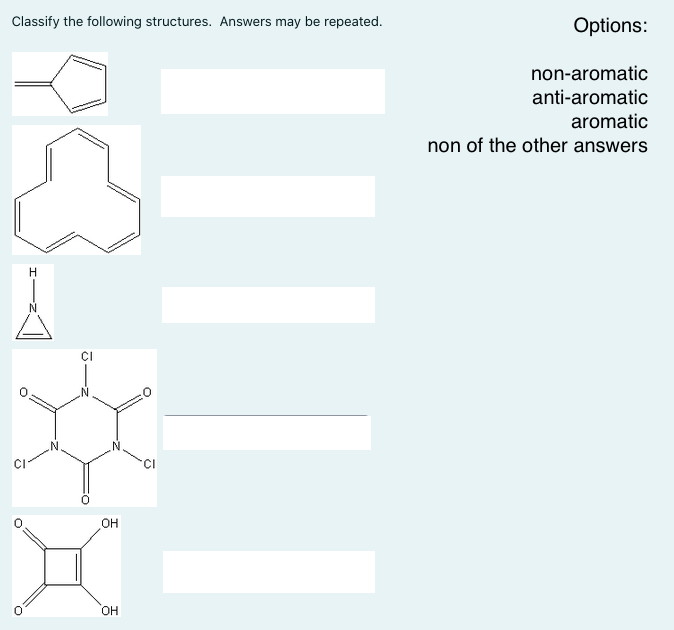 Solved Classify the following structures. Answers may be | Chegg.com