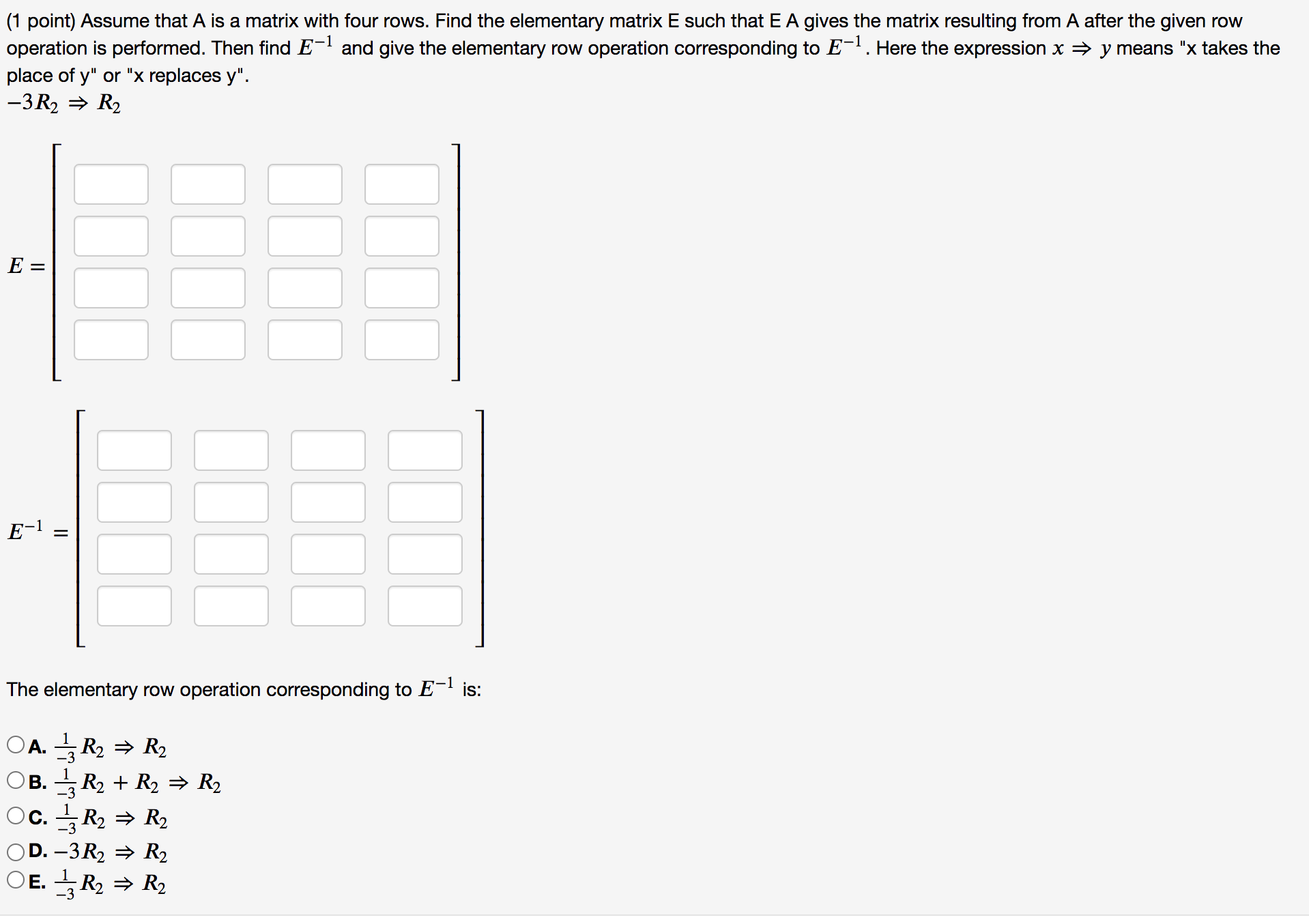 Solved 1 Point Assume That A Is A Matrix With Four Rows 