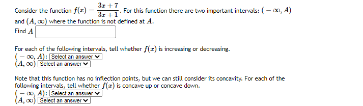 Solved 33 +7 Consider the function f(x) For this function | Chegg.com