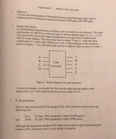 Solved Experiment 2 Binary Code Converter 1 Objective To | Chegg.com