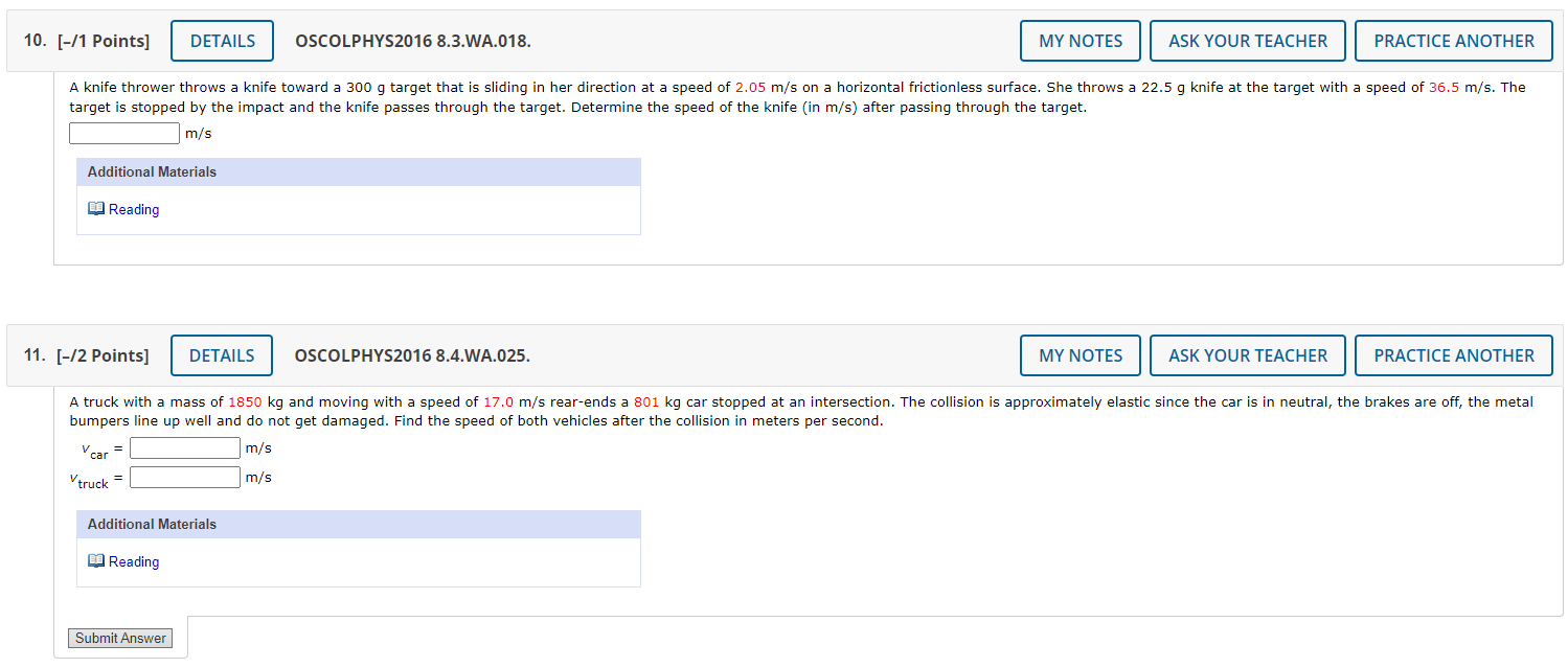 Solved m/s 1. [-/2 Points ] OSCOLPHYS2016 8.4.WA.025. | Chegg.com