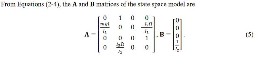 Solved From Equations (2-4), the A and B matrices of the | Chegg.com