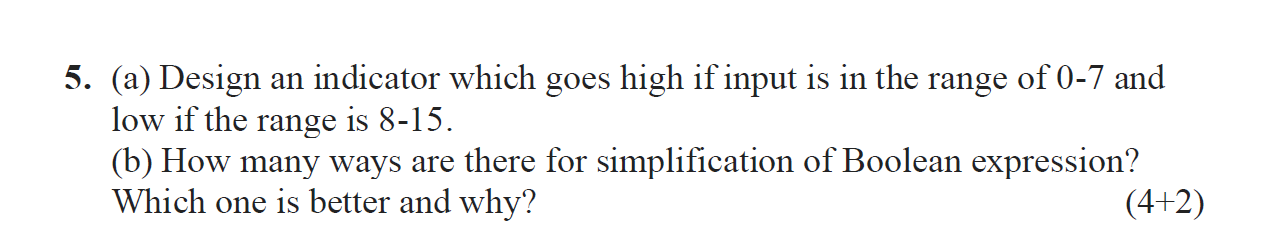 Solved 5. (a) Design an indicator which goes high if input | Chegg.com