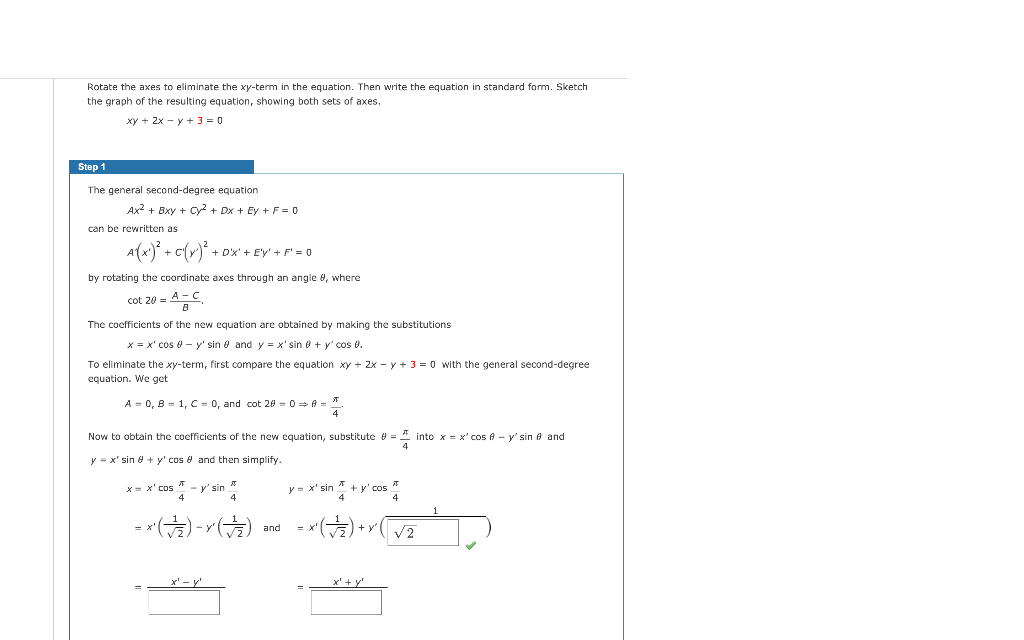 Solved standard form. Sketch Rotate the axes to eliminate | Chegg.com