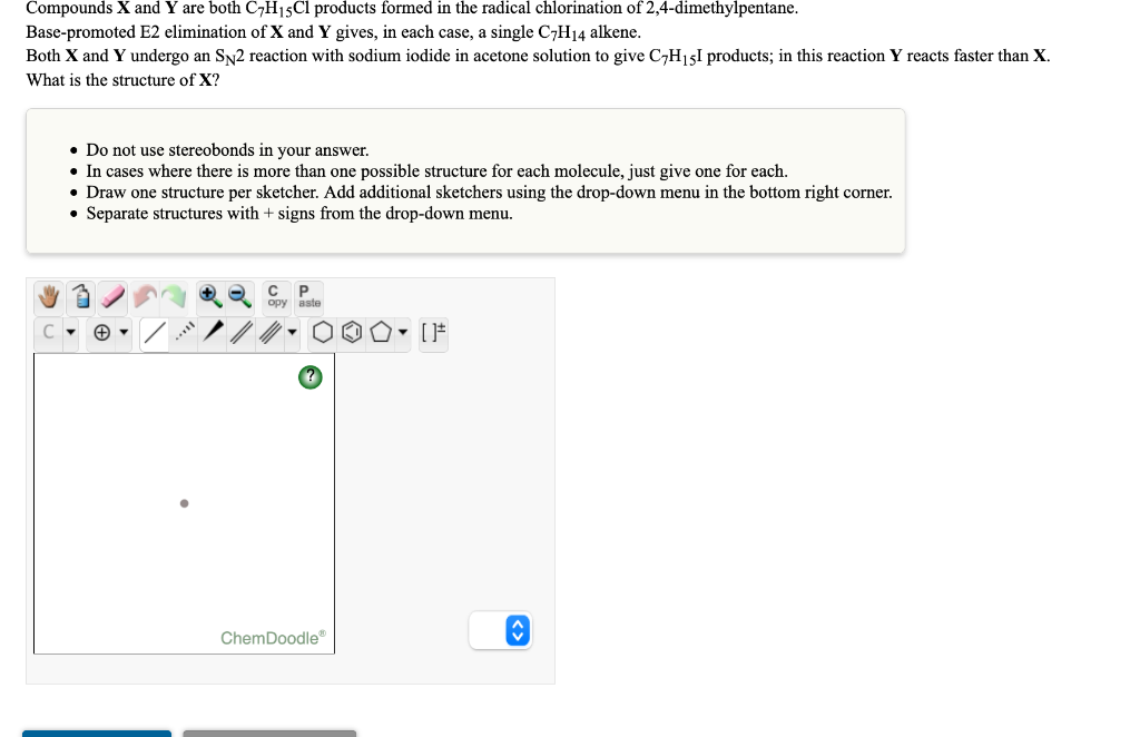 Solved Compounds X and Y are both C7H15Cl products formed in | Chegg.com