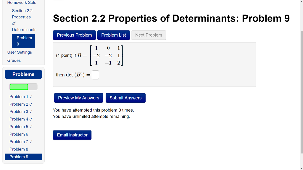 Solved Section 2.2 Properties of Determinants Section 2.2 | Chegg.com