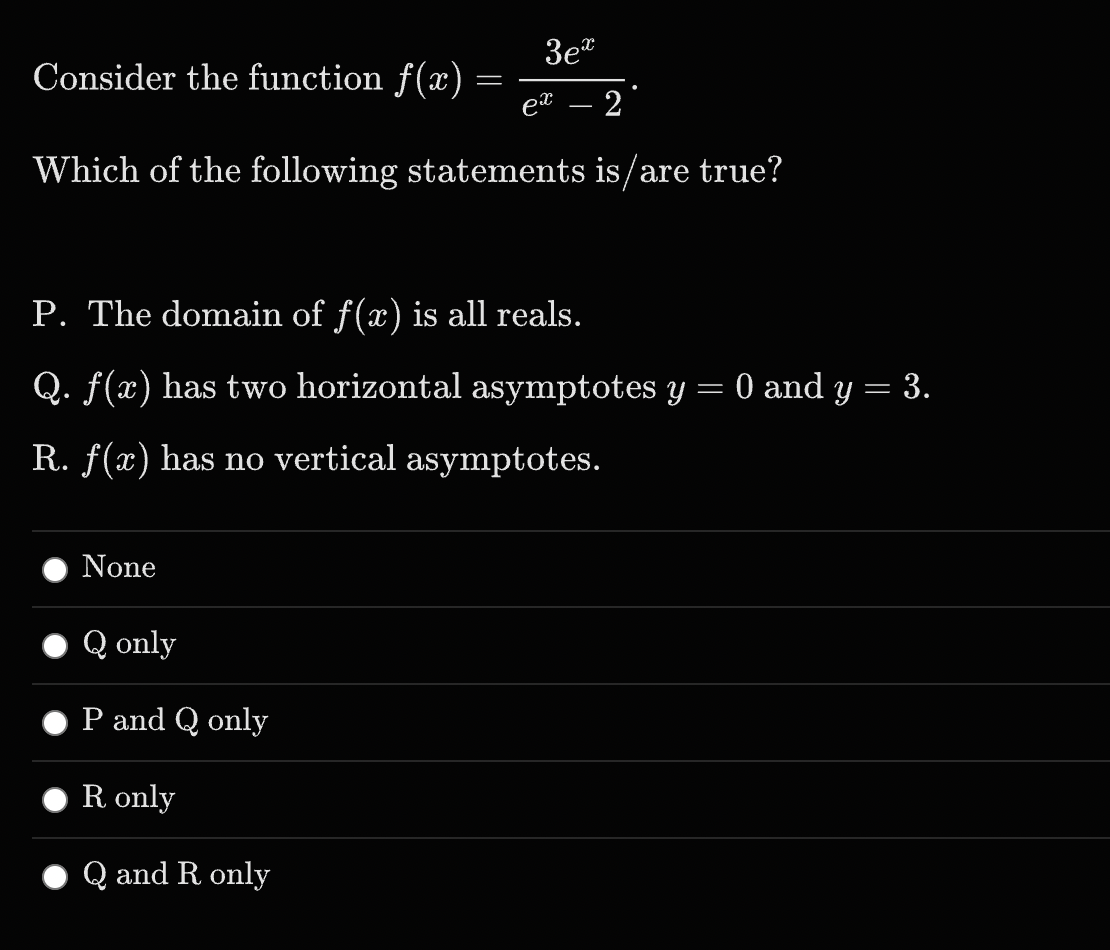 Solved Consider the function f(x)=ex−23ex. Which of the | Chegg.com