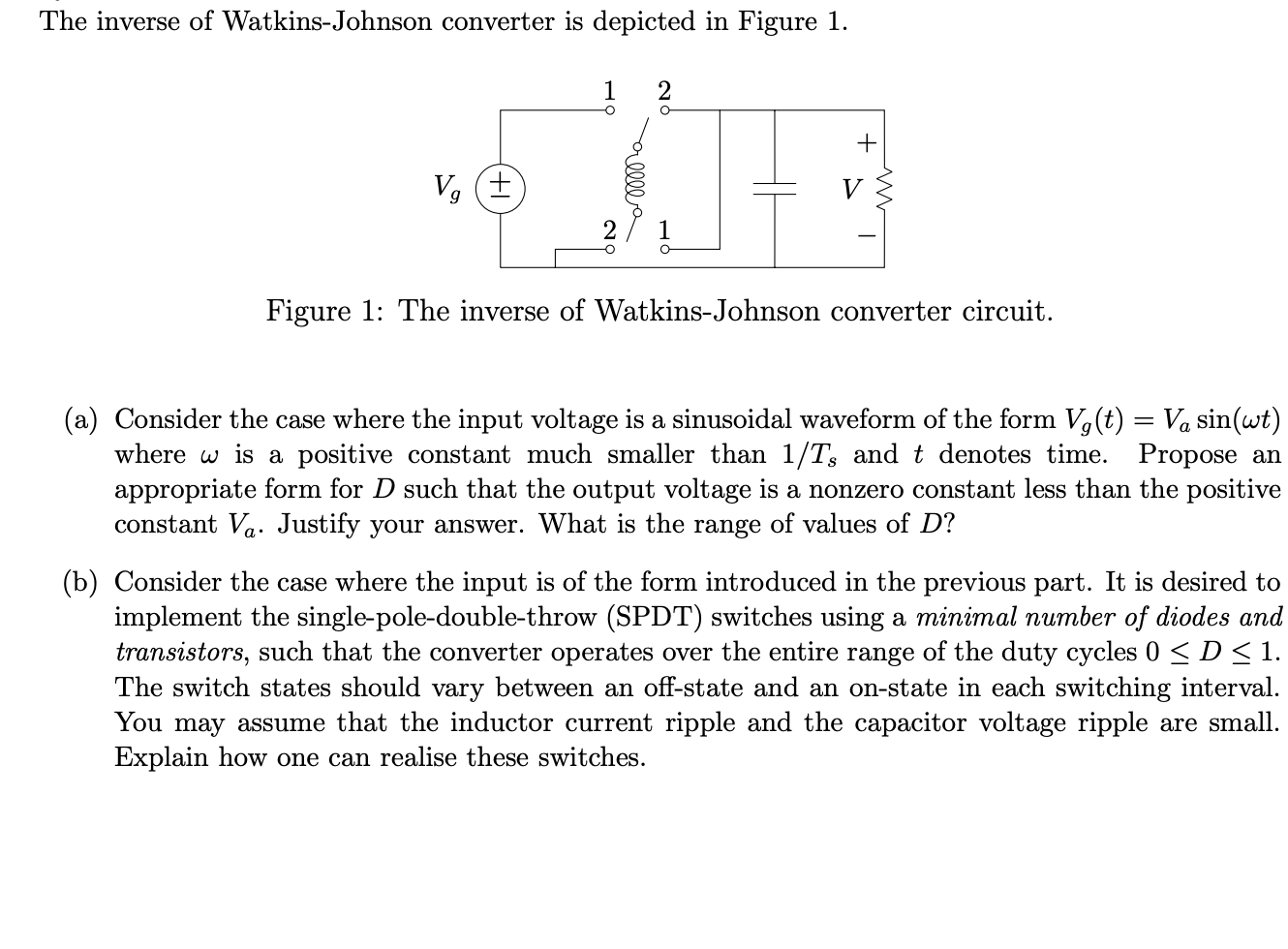 Solved The inverse of Watkins-Johnson converter is depicted | Chegg.com