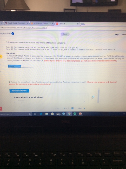 Solved North Florida https//newconnect mheducat connect.htm | Chegg.com