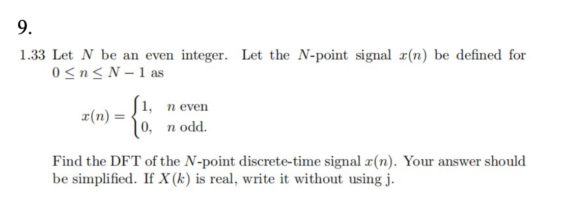 \\n1.33 Let N be an even integer. Let the N-point | Chegg.com