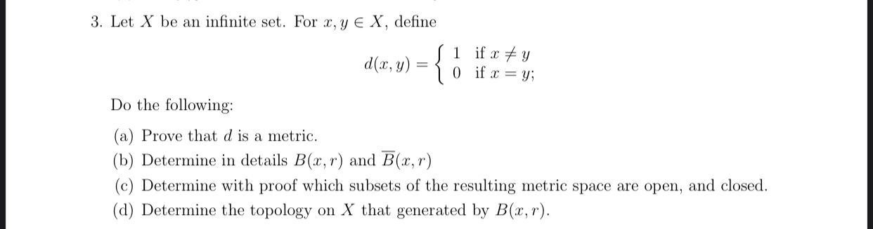 Solved 3. Let X be an infinite set. For x,y∈X, define | Chegg.com