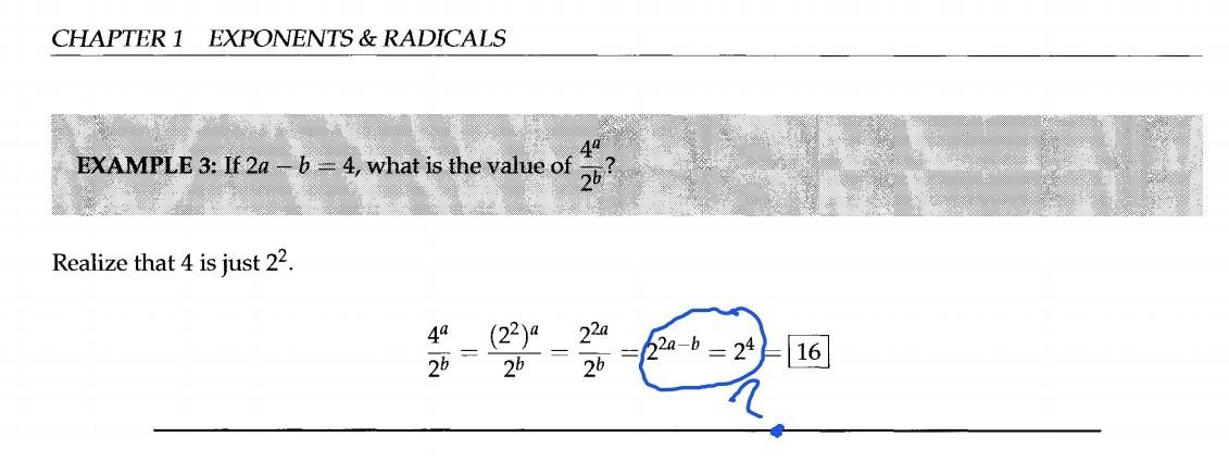 Solved Could you please explain how 2^2a-b simplifies to | Chegg.com