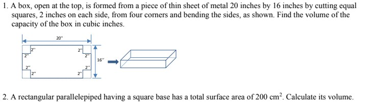Solved 1. A box, open at the top, is formed from a piece of | Chegg.com