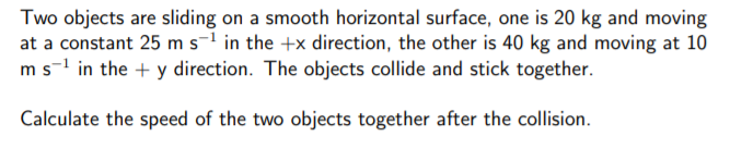 Solved Two objects are sliding on a smooth horizontal | Chegg.com