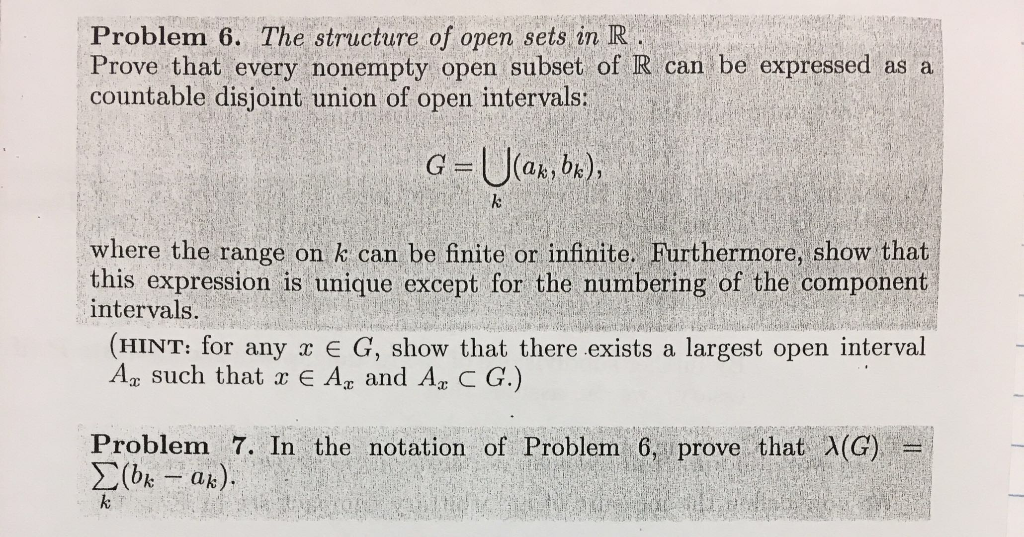 Solved Problem 6. The structure of open sets in R Prove that | Chegg.com