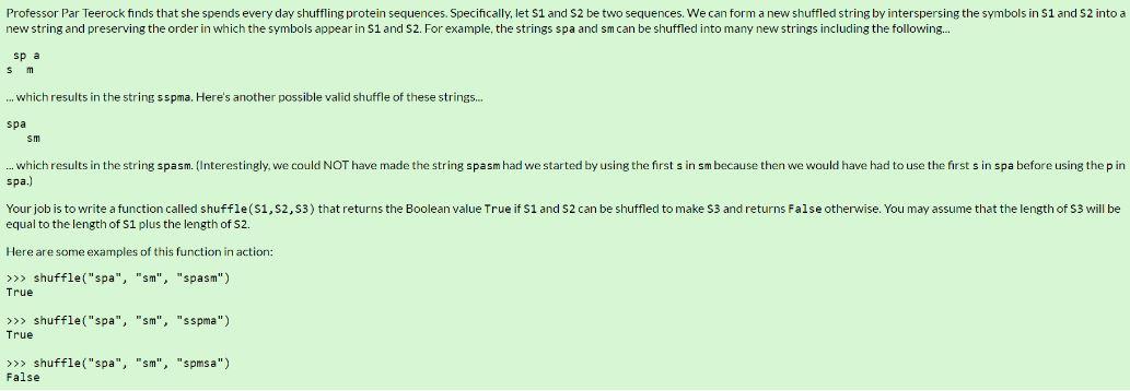 Solved Shuffle is a string problem that can be solved in | Chegg.com