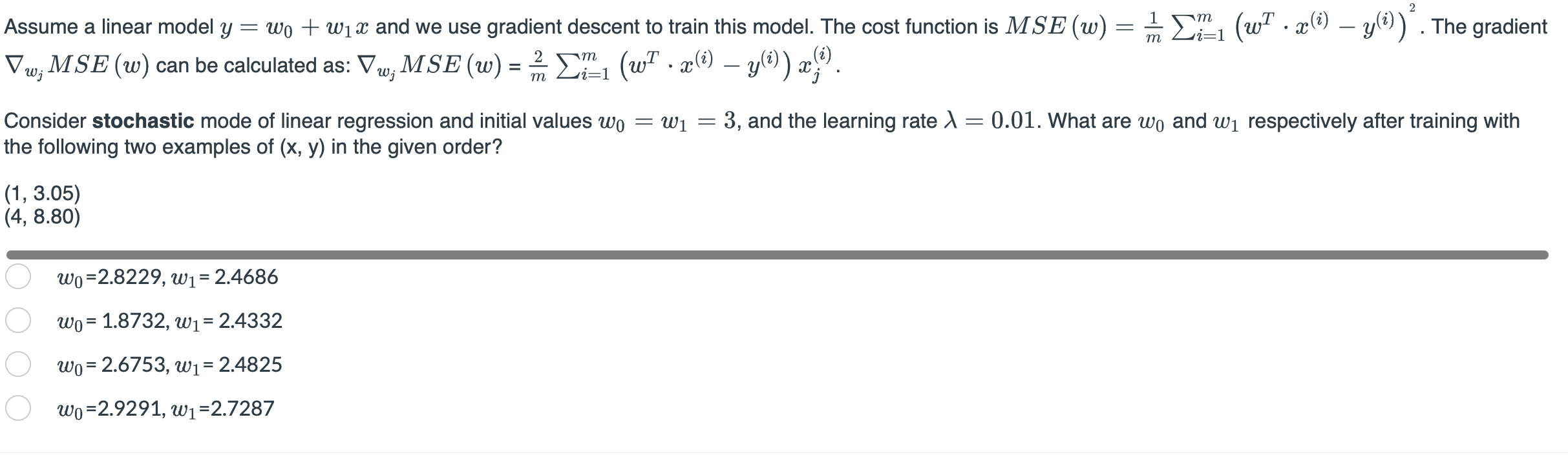 Solved One way to learn a linear model is to use the | Chegg.com