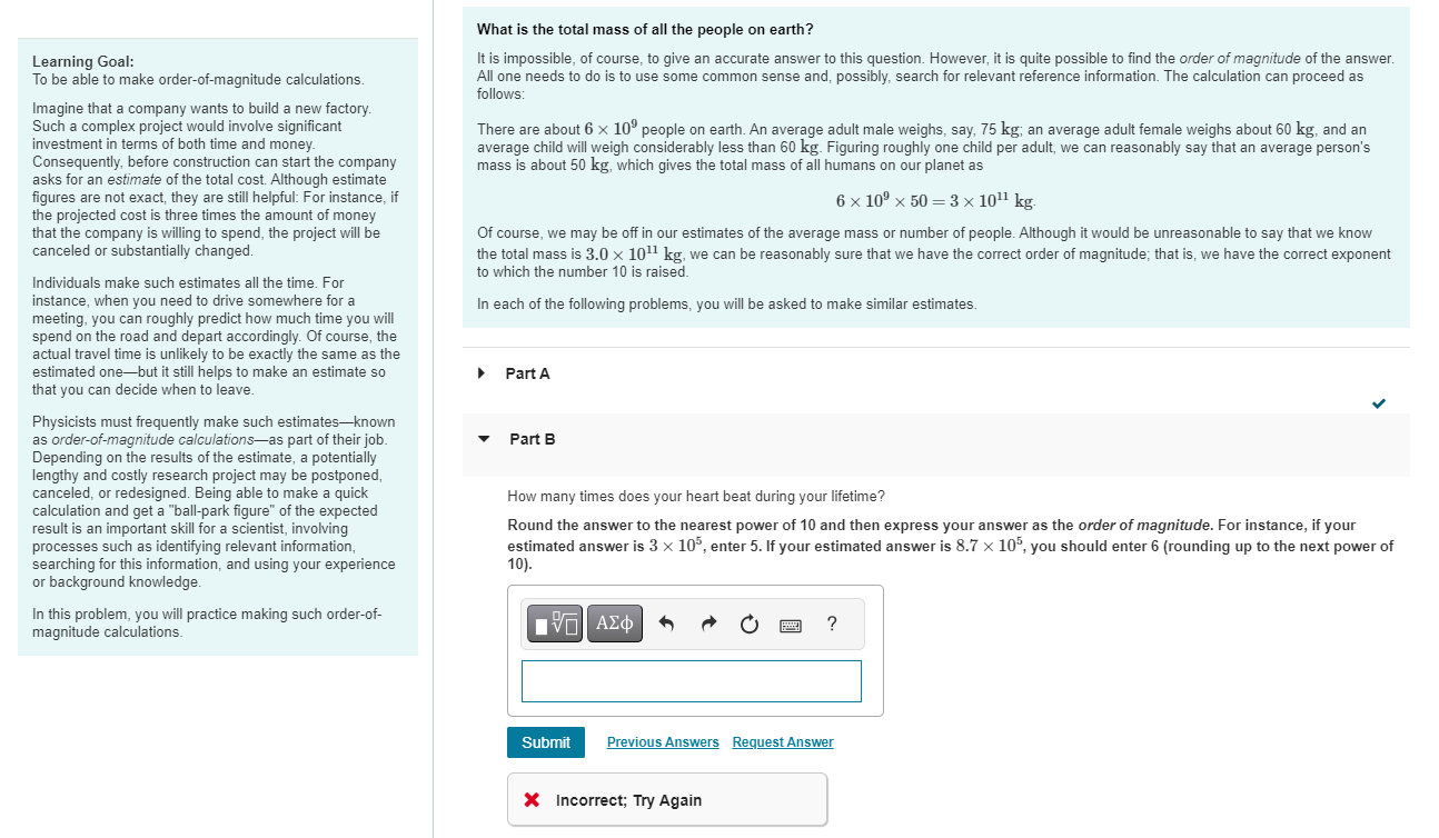 Solved Learning Goal: To be able to make order-of-magnitude | Chegg.com