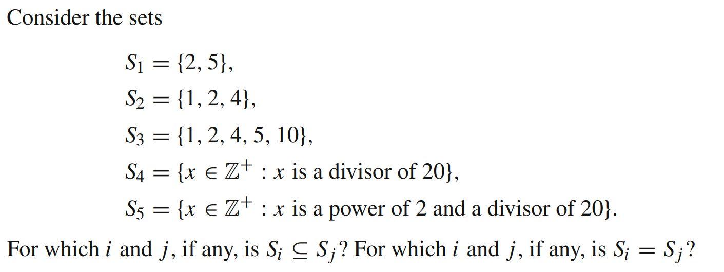 Solved Consider the sets | Chegg.com