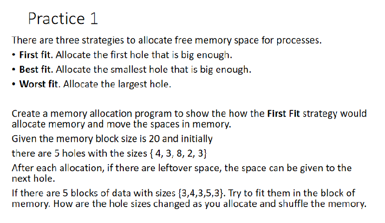 Solved Practice 1 There are three strategies to allocate | Chegg.com