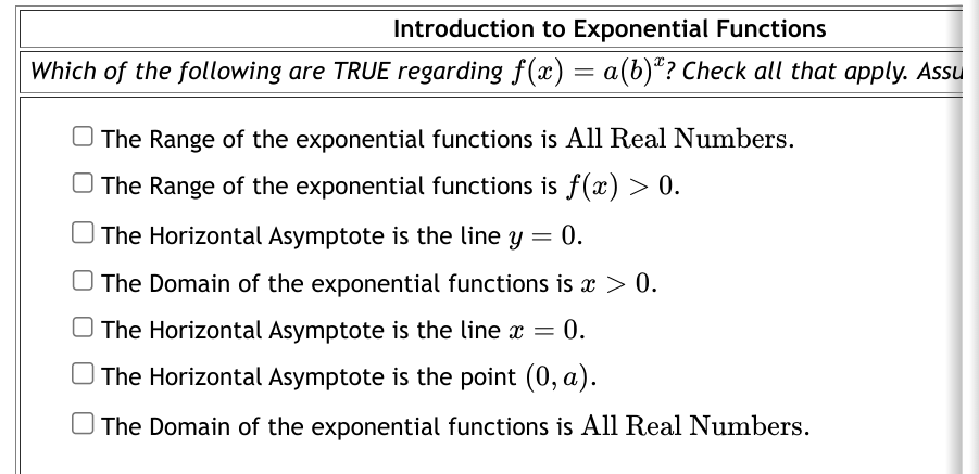 Solved findThe Range of the exponential functions is All | Chegg.com
