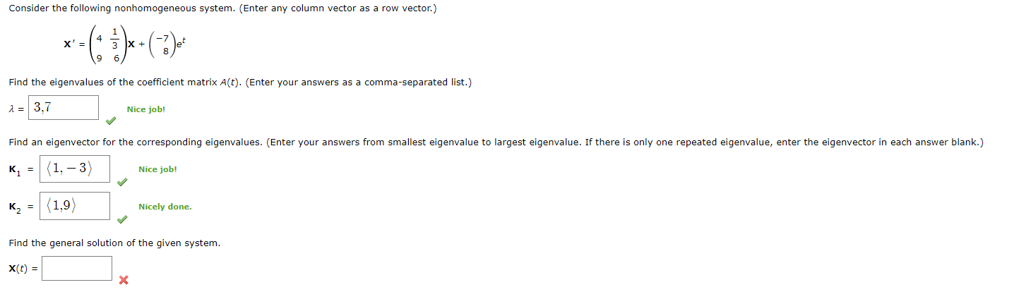 Solved Consider the following nonhomogeneous system. (Enter | Chegg.com