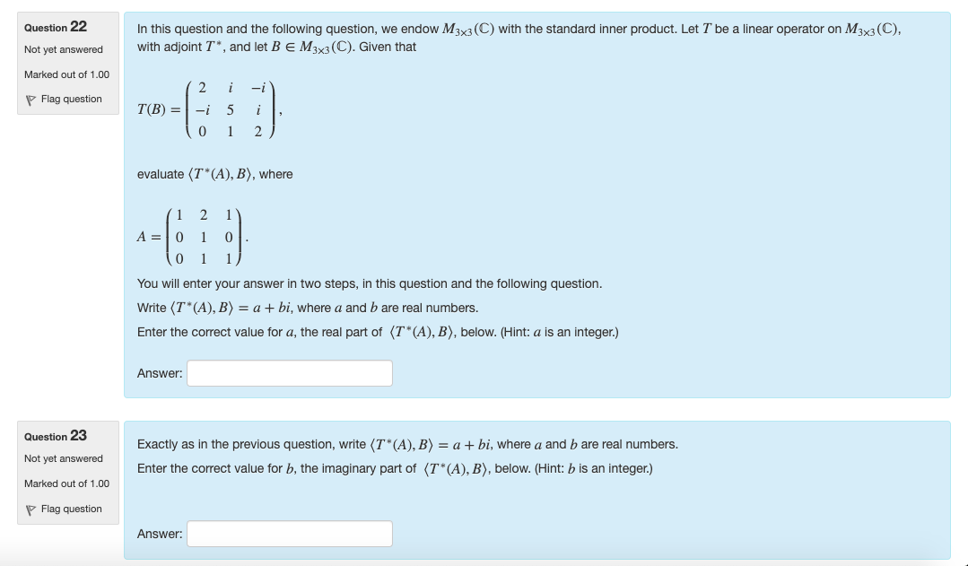 Solved Question 22 In this question and the following | Chegg.com