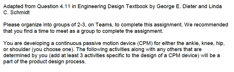 Solved Adapted from Question 4.11 ﻿in Engineering Design | Chegg.com