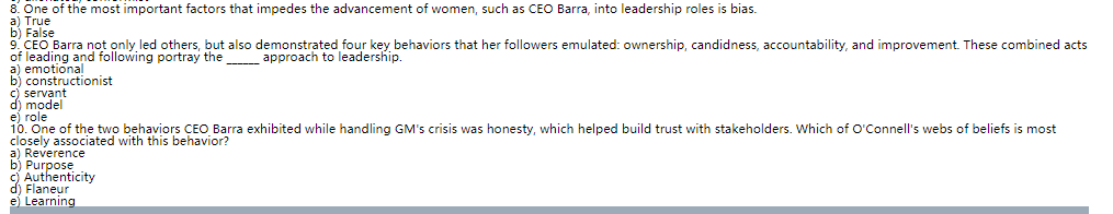 Solved Multiple Choice Questions 1. The case portrays CEO | Chegg.com