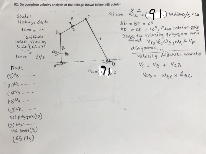 Solved 2 Do Complete Velocity Analysis Of The Linkage